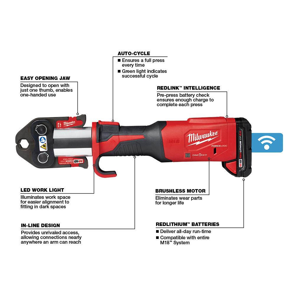 Milwaukee M18 FORCE LOGIC Press Tool with ONE-KEY Advanced Kit ...