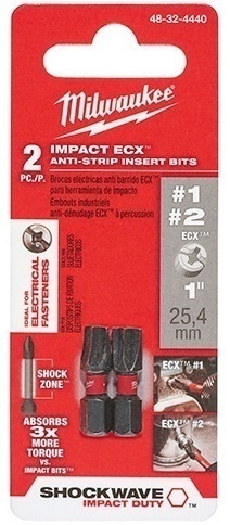 Milwaukee SHOCKWAVE #1 #2 ECX Insert Bit (2 Pack) - Columbia Safety and ...
