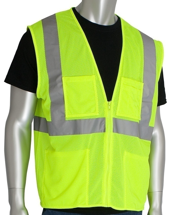 PIP ANSI Class 2 Type R 4 Pocket Hi-Vis Mesh Vest - Columbia Safety and ...