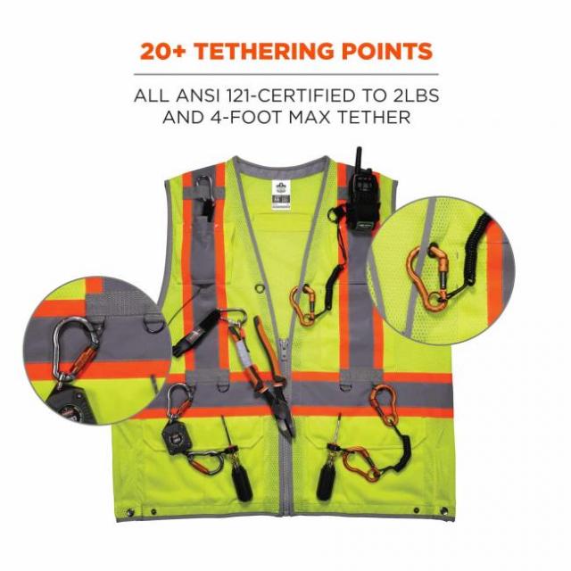Ergodyne GloWear 8231TV Hi-Viz Tool Tethering Safety Vest - Columbia ...