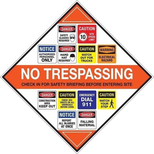 Construction Job Site Safety Sign with Custom Logo and Portable Base ...