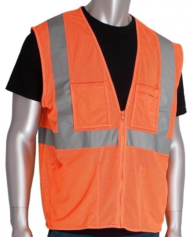 PIP ANSI Class 2 Type R 4 Pocket Hi-Vis Mesh Vest - Columbia Safety and ...