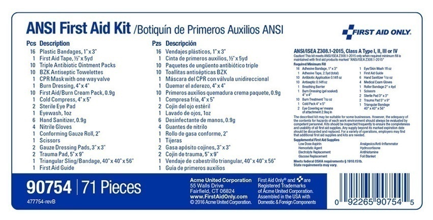 First Aid Only 10 Person ANSI A First Aid Kit - Columbia Safety and Supply